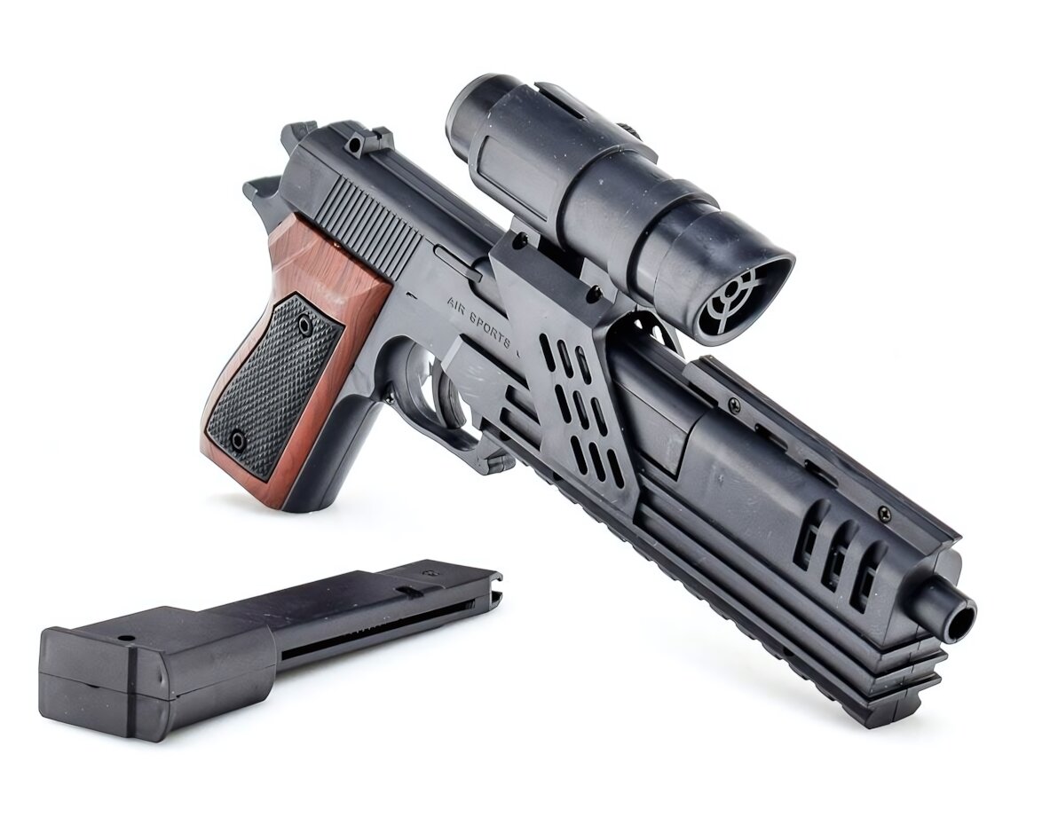 Детский пистолет детский «SP3-83» с оптическим прицелом, пластик, 3+, размер упаковки 27×18×4 см