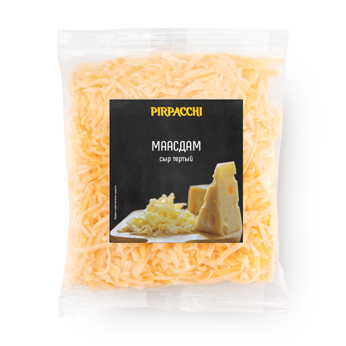 Сыр Pirpacchi Маасдам, тёртый, полутвёрдый, высокобелковый, 100г