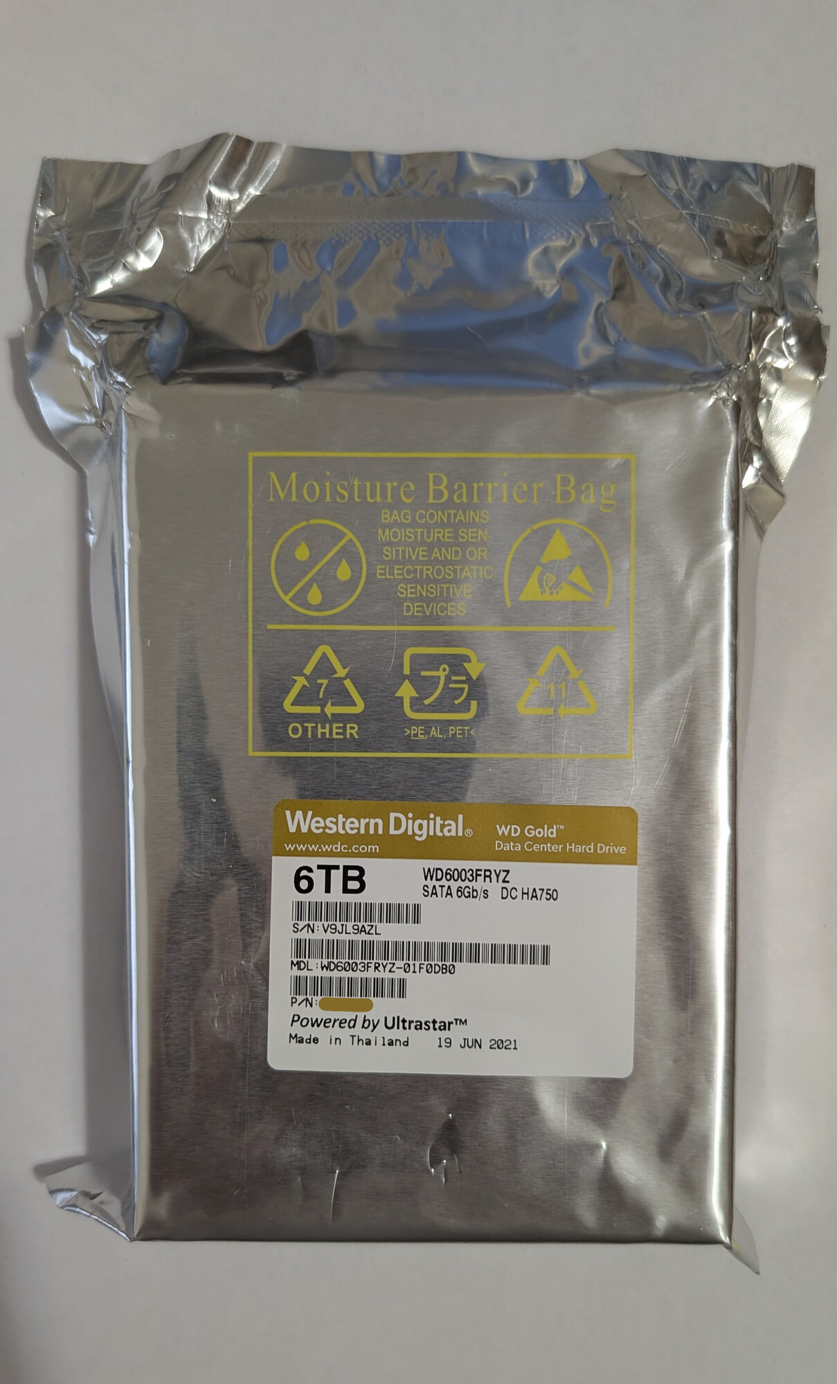 Жесткий диск WD Original SATA-III 6Tb WD6003FRYZ Gold 7200rpm 256Mb 3.5 (Original, Not refurbished)