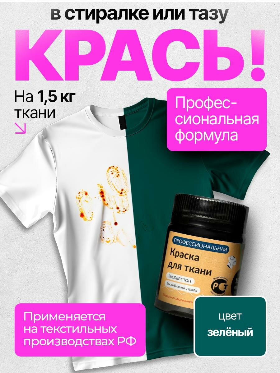 Краска для ткани одежды и джинс зеленая