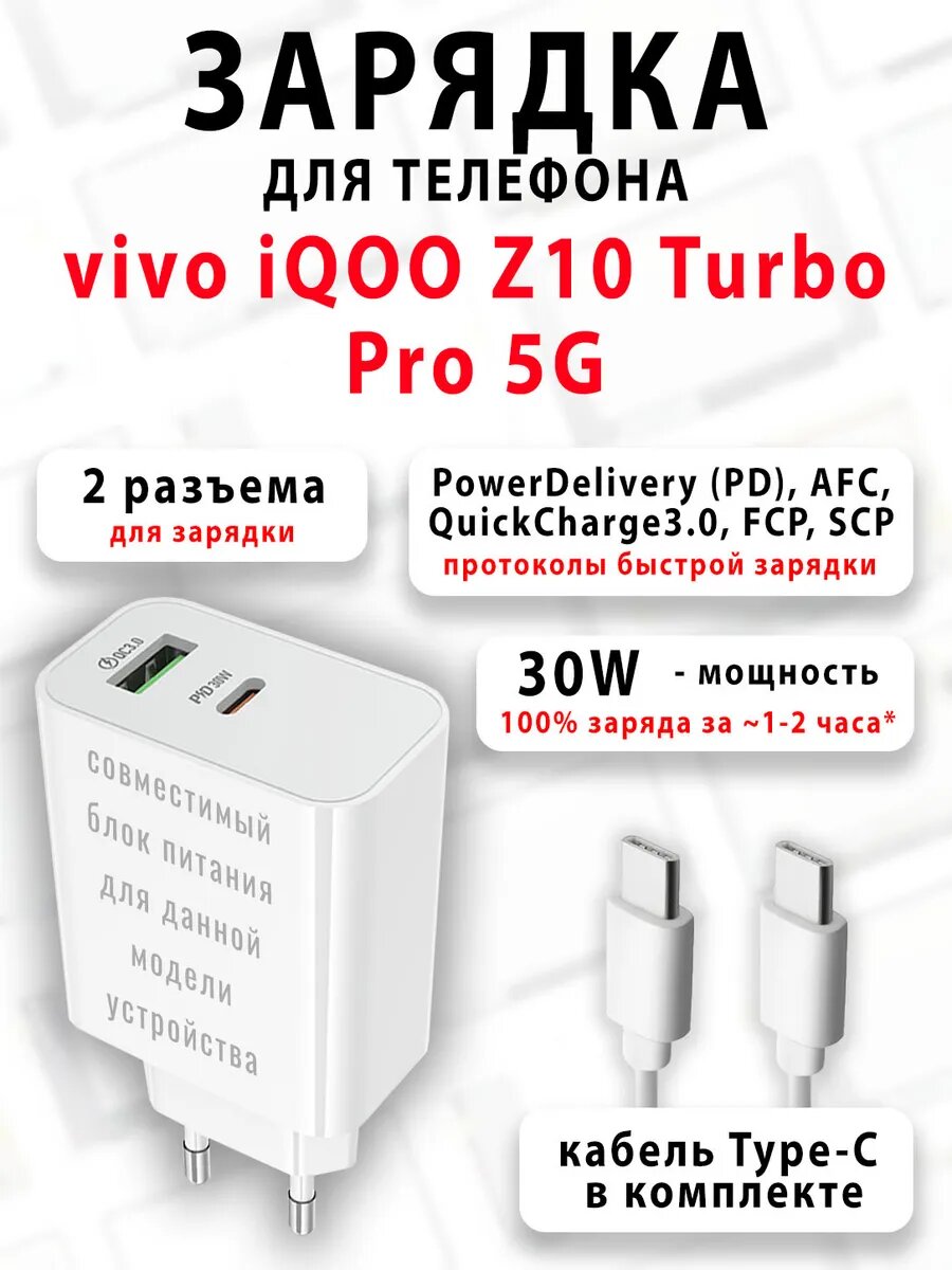 Зарядное устройство для телефона vivo iQOO Z10 Turbo Pro 5G