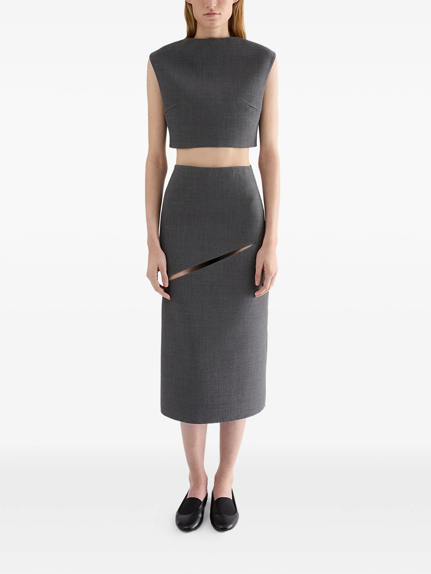 Юбка Jil Sander Twill pencil skirt, размер 38, серый — фото 1