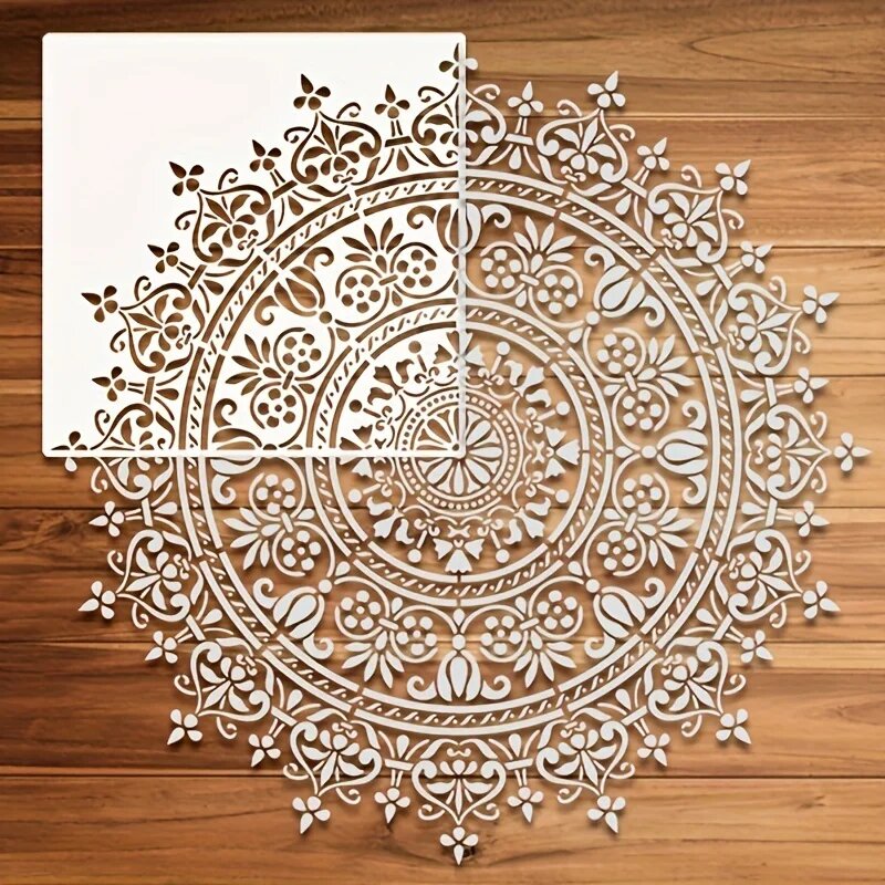 ПенхуаМобан трафарет для рисования мандала 30*30 см белый