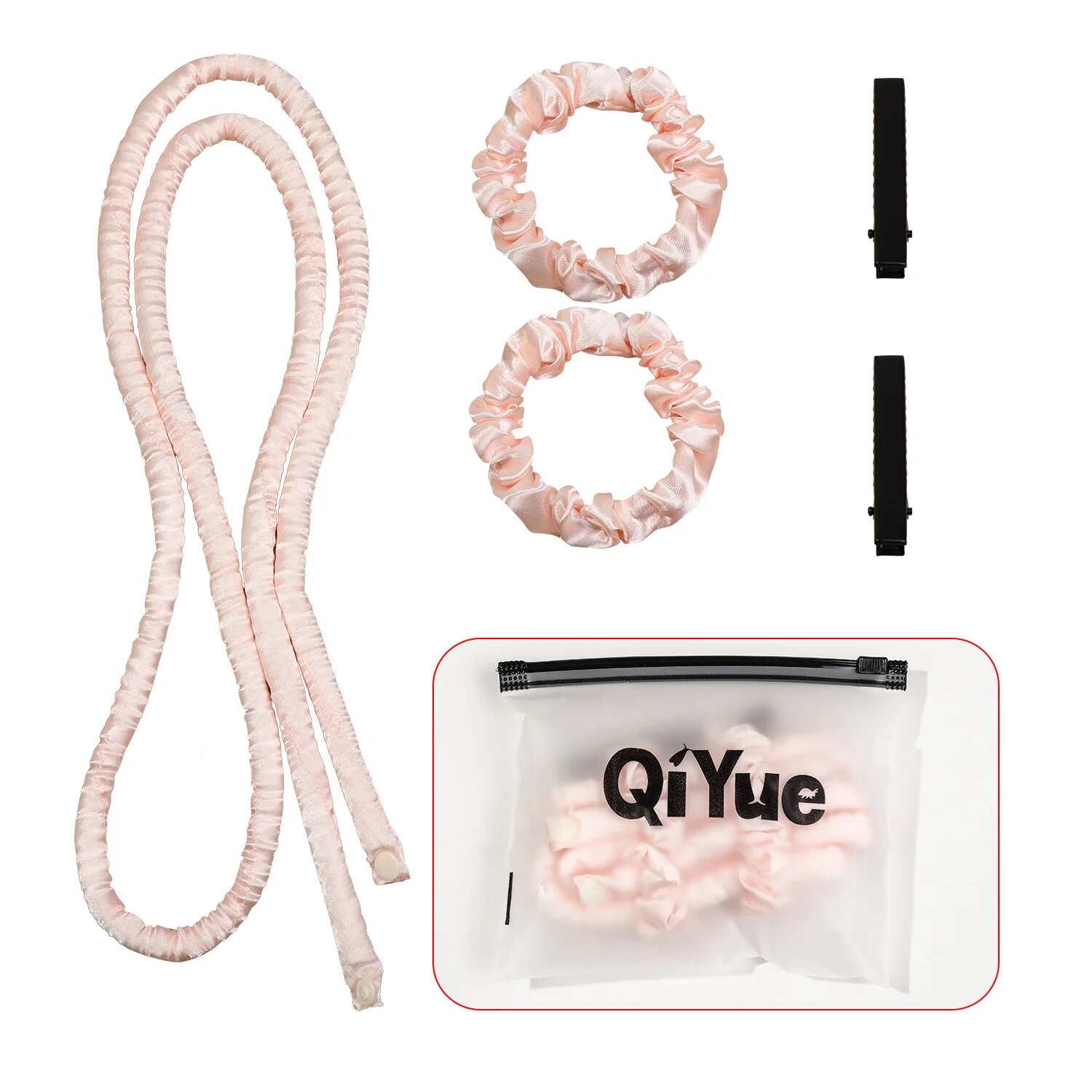 Шелковые бигуди для волос, Light pink