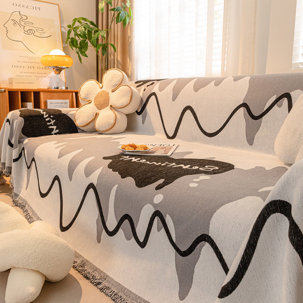 Прочный чехол для дивана, пригодный для машинной стирки, подходит для всех сезонов, цельный чехол для дивана, чехол для дивана с защитой от царапин от кошек.