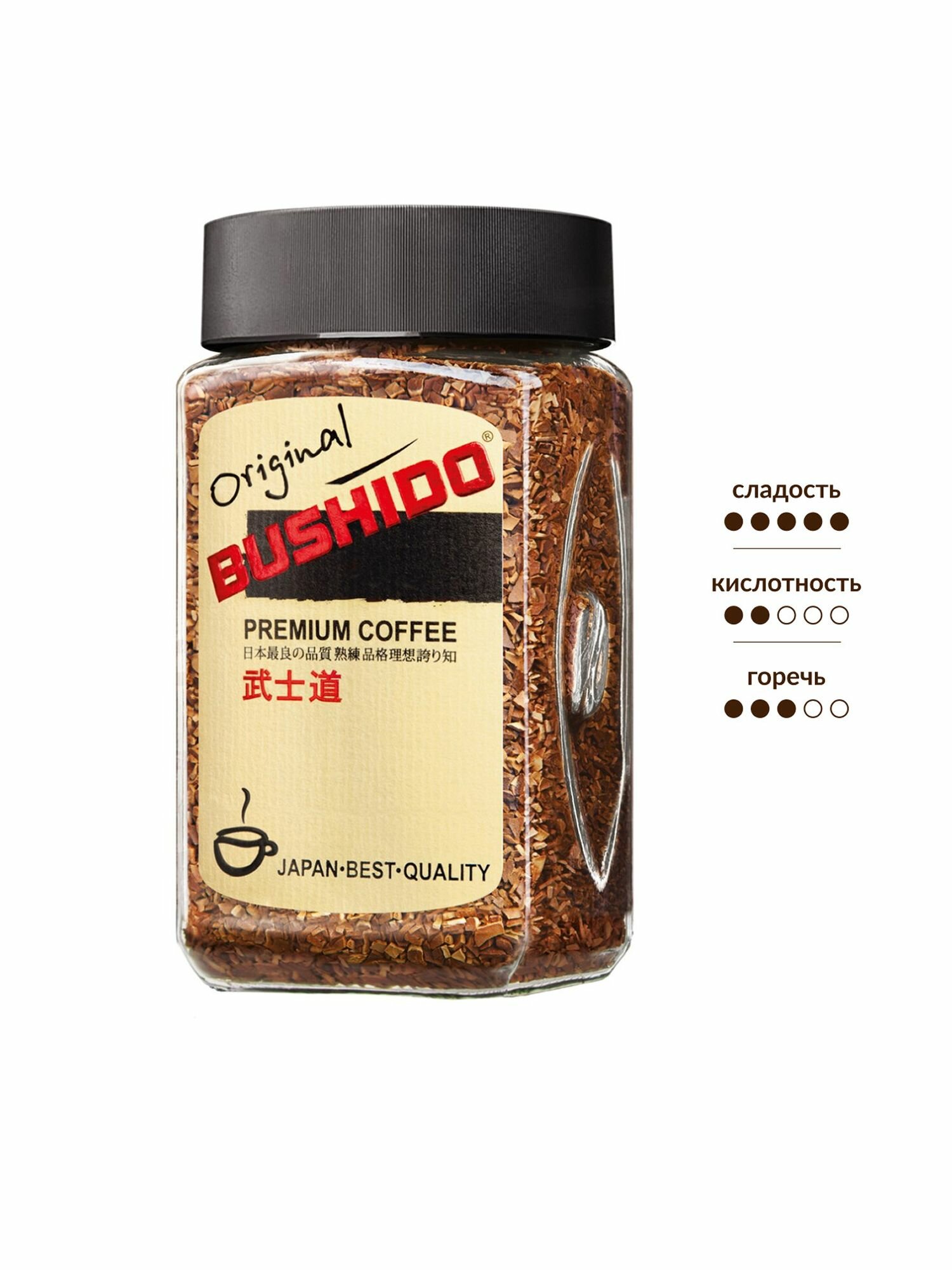 Кофе Bushido Original, растворимый, в стеклянной банке, 100г.