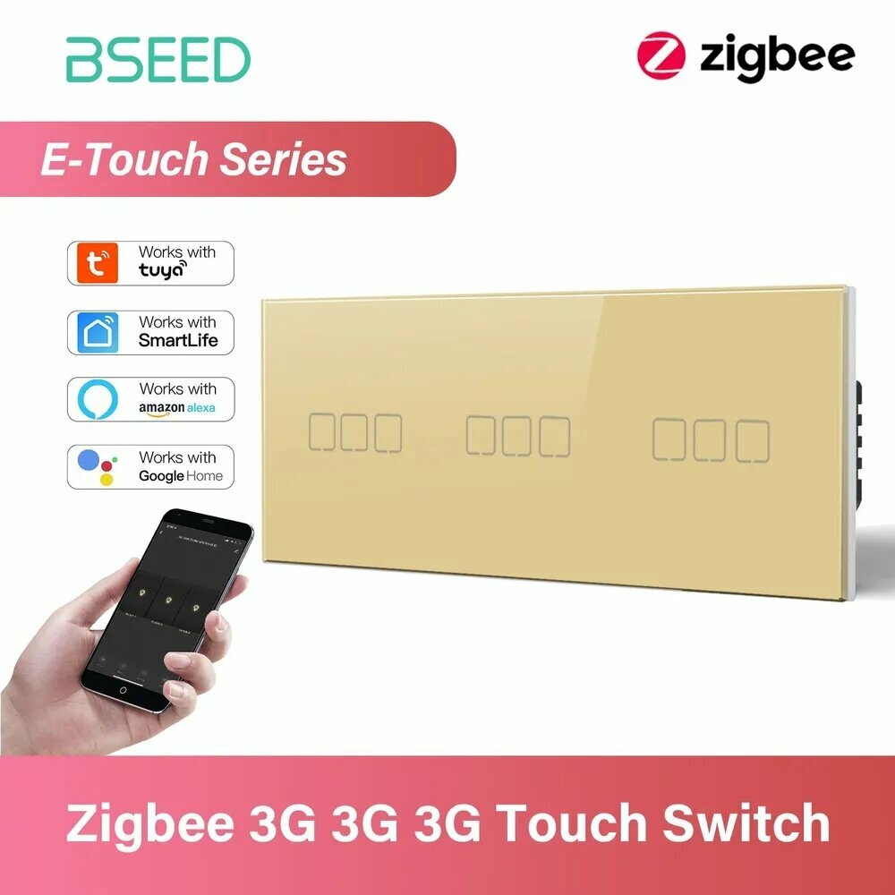 Умный сенсорный выключатель , 3 поста (1+1+2) умный выключатель с Алисой, ZIGBEE, Smart Life