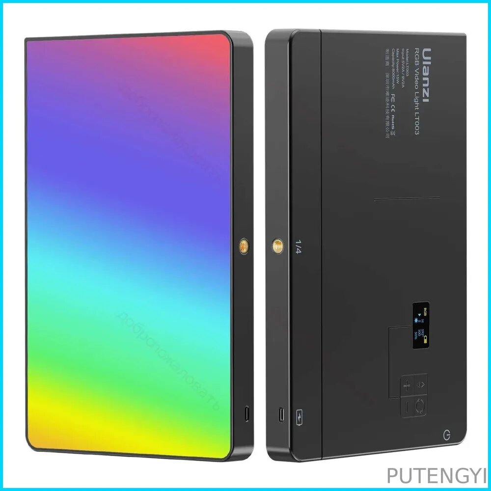 Ulanzi LT003 RGB LED видеосвет для мобильной съемки, 8000mAh, регулировка яркости, черный матовый