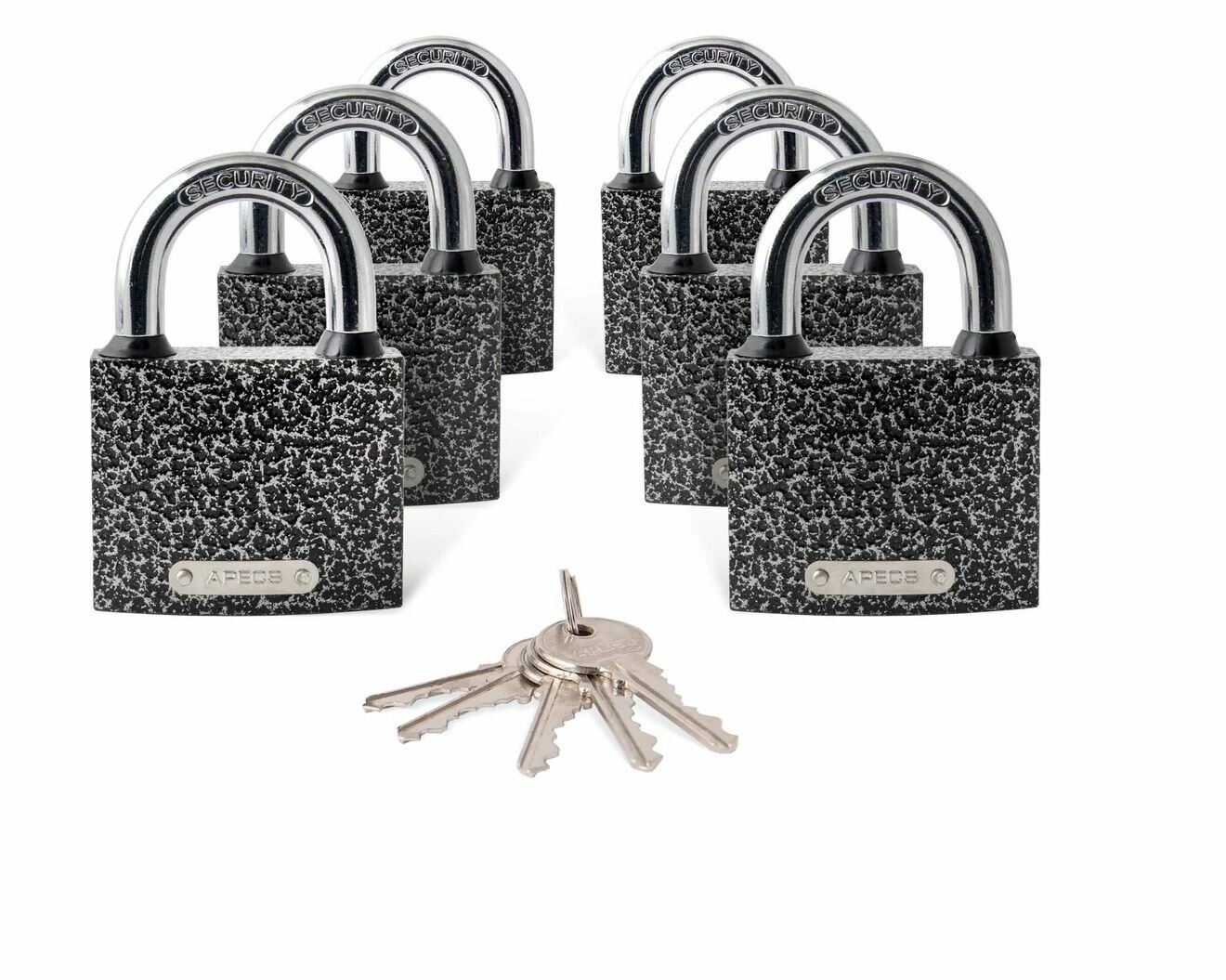Замки Навесные под 1 мастер ключ APECS PD-01-63 6 замков+5 ключей