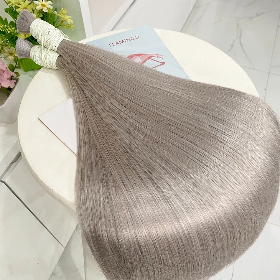 Натуральные волосы Shinehair, прямые, индийские, 100 г 22inches 55CM, 50g a little sample, gray