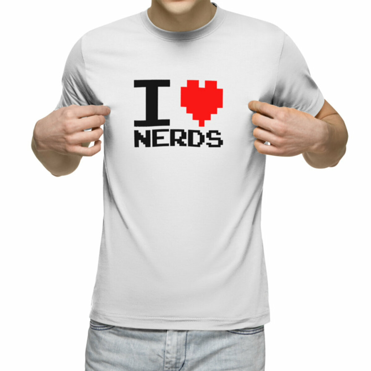 Мужская футболка «i love nerds loser core y2k nerd лузер кор айти it» (белый, M)