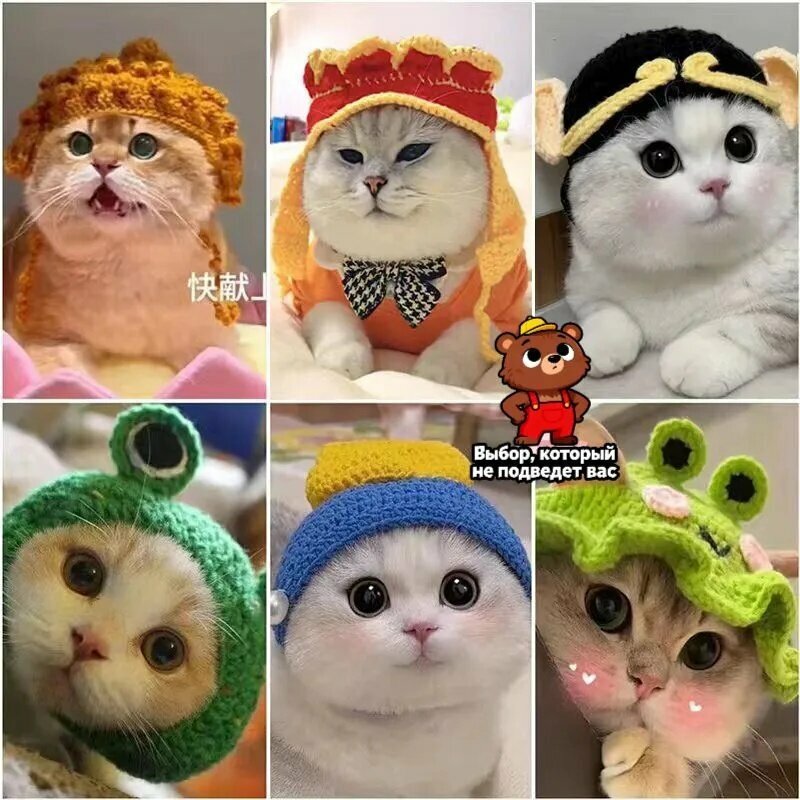 Шапка-маска для pets: смешной вязаный головной убор кошек и собак, перевоплощение и косплей