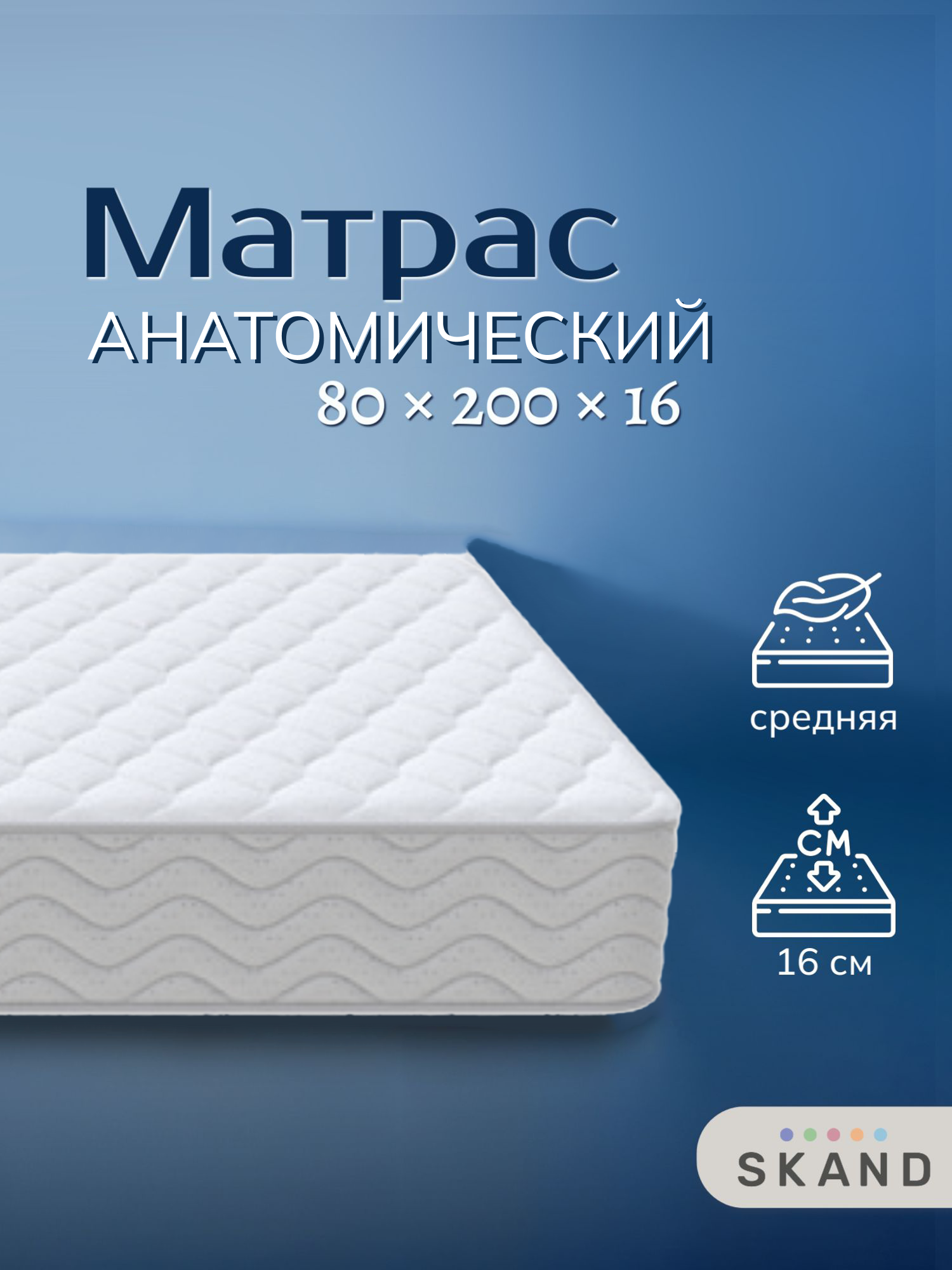 Матрас Ирис, анатомический, 80x200 см, независимый пружинный блок, в рулоне