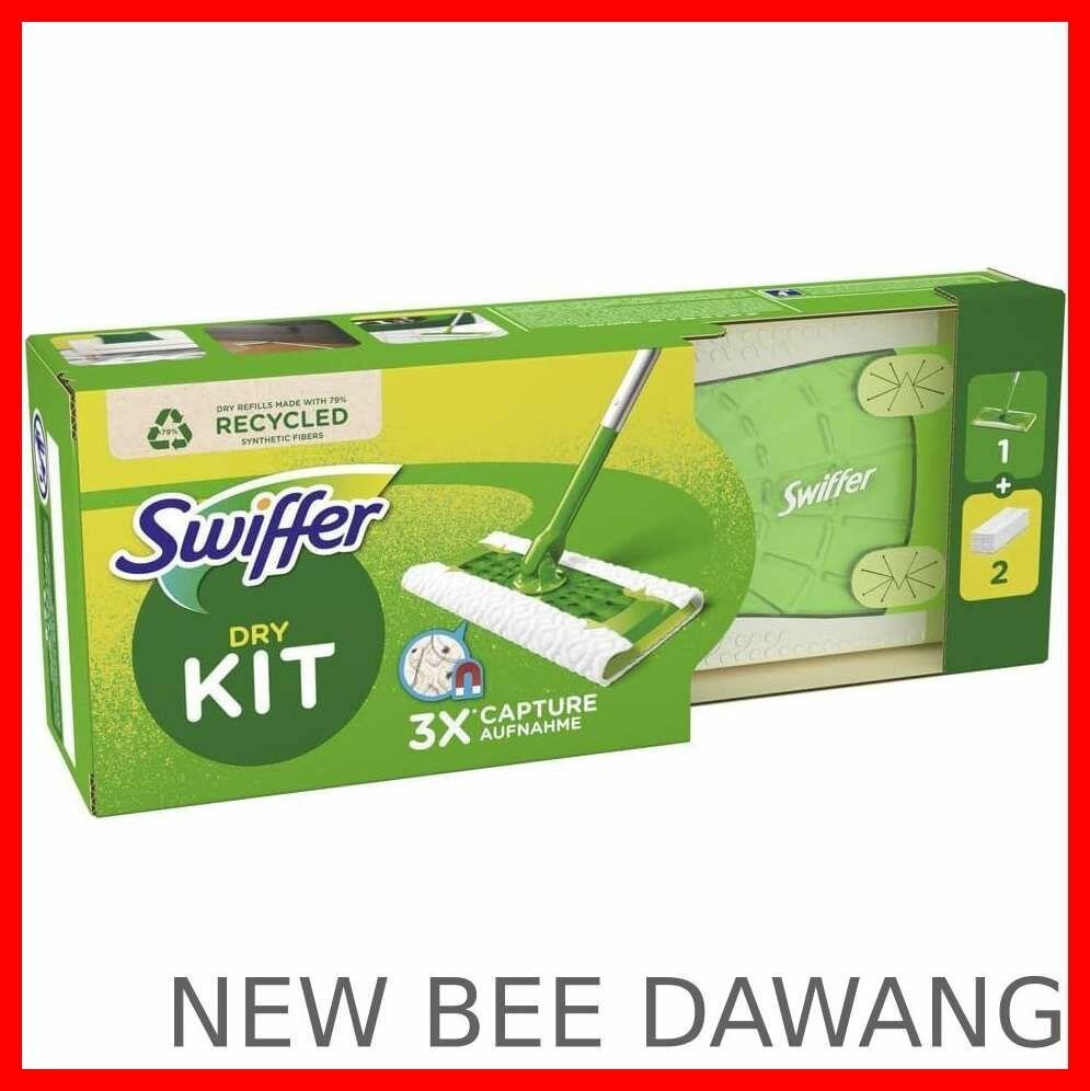 Универсальная швабра для пола Swiffer стартовый набор для сухой уборки дома, 1 швабра + 2 сухие салфетки для пола ASICS