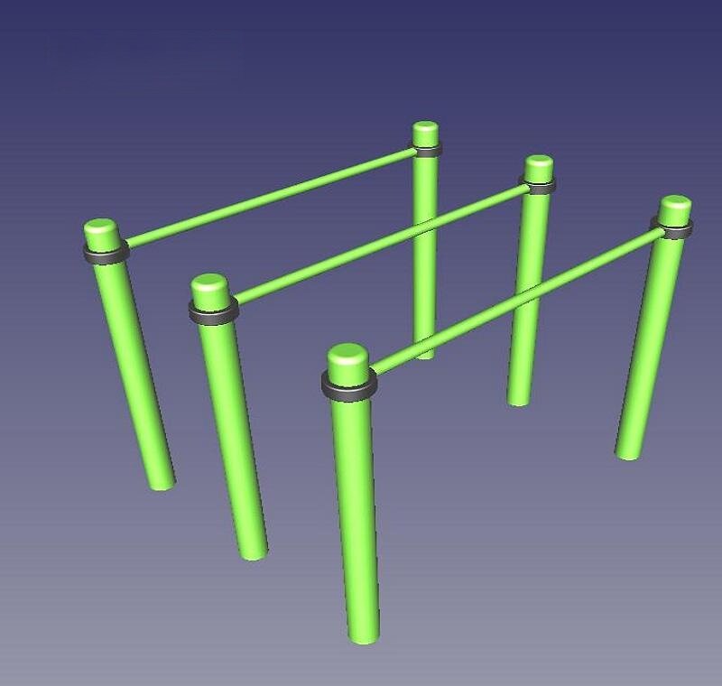 Брусья двойные параллельные тросет 03-108 уличные с регулировкой высоты на хомутах бетонируемые