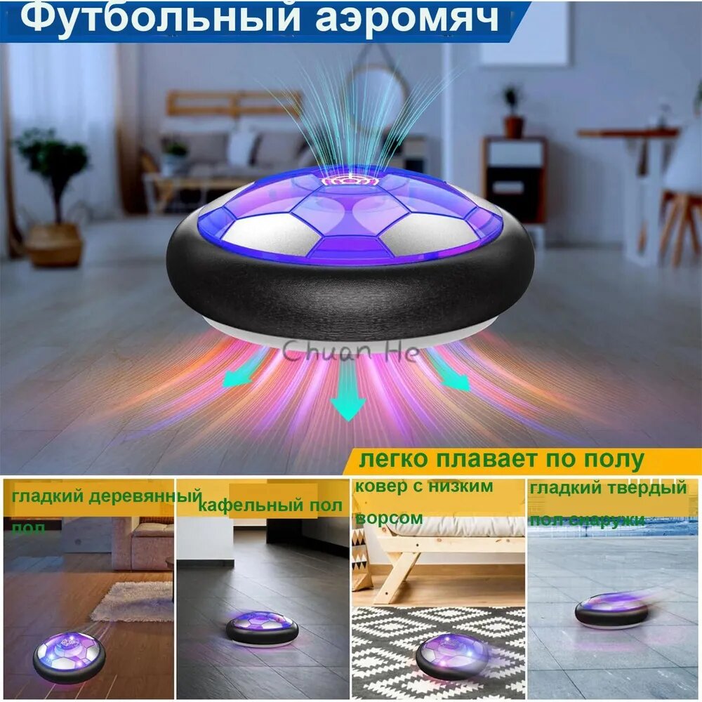 Светящийся воздушный мяч, футбольный воздушный мяч, мяч для помещений (18 см), перезаряжаемый через USB