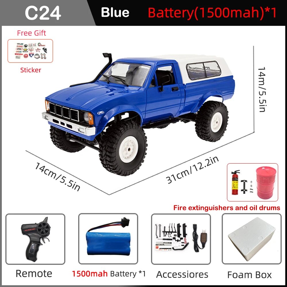 Радиоуправляемый внедорожник WPL C24 Blue 1/16 4WD