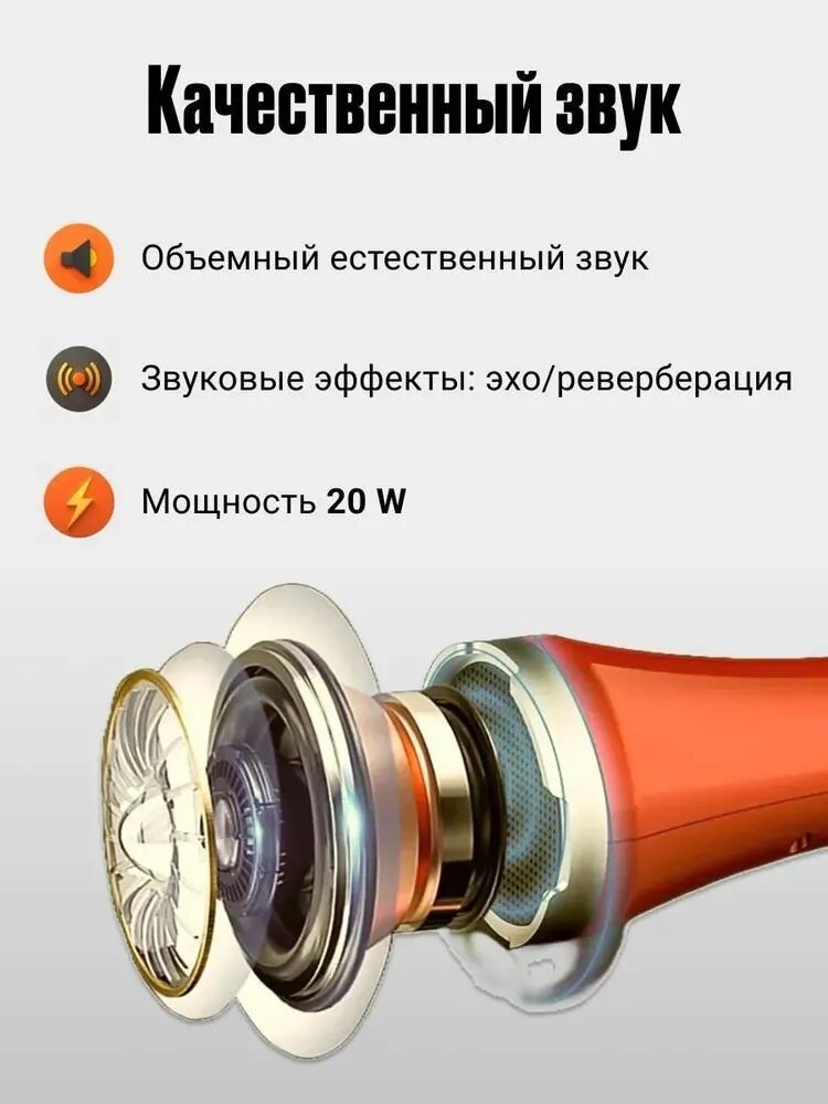Микрофон караоке Rekova L-699, беспроводной, Bluetooth, 20W, черный — фото 1