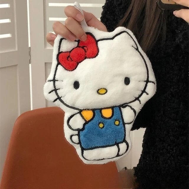 Милое, плотное полотенце для рук с изображением Hello Kitty, вешается на вешалку, хорошо впитывает влагу, быстро сохнет, подходит для домашнего использования и в качестве подарка на праздник.