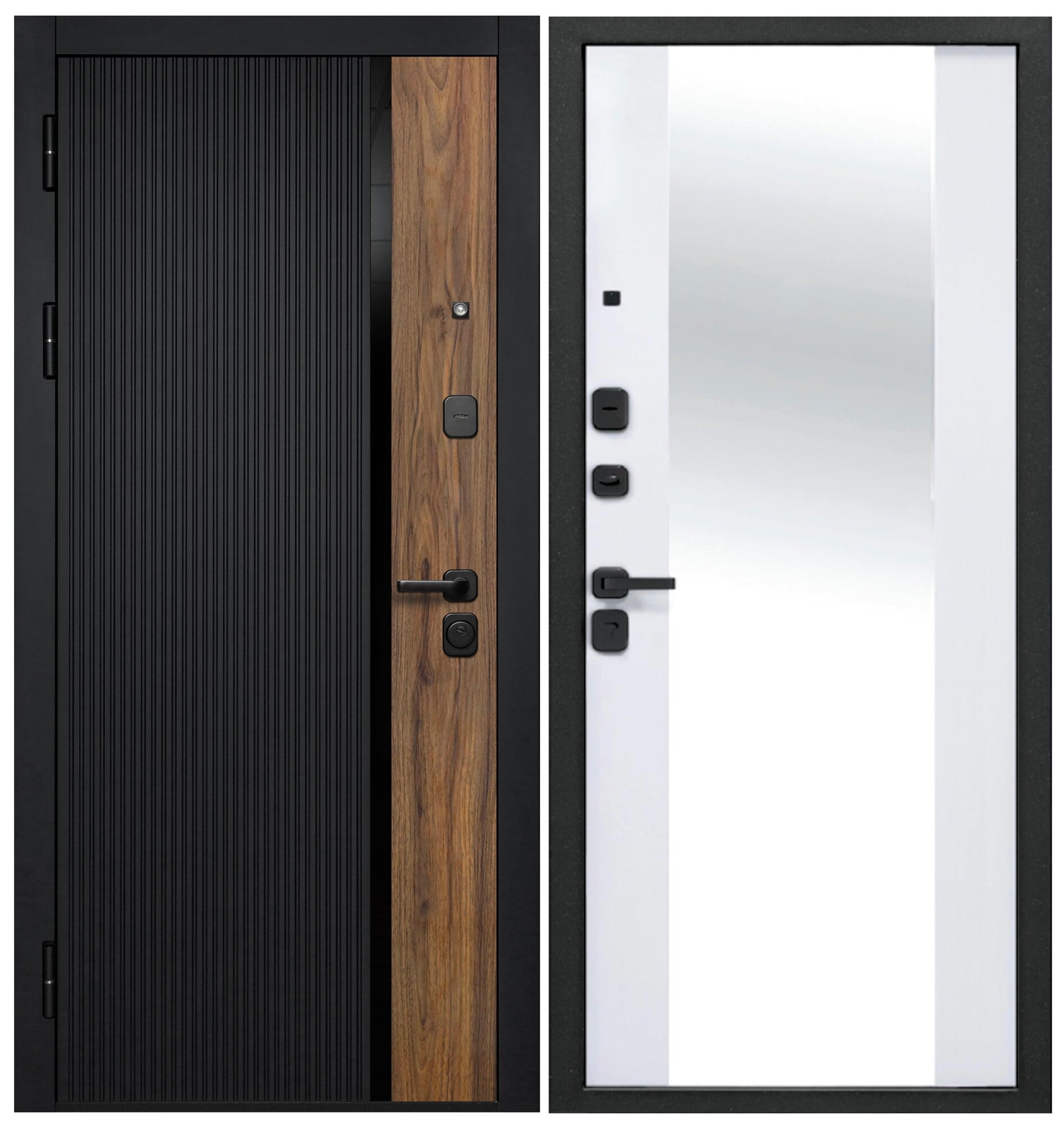 Входная дверь Ferroni 9 см Кантри Эмалит белый Зеркало 960 левая