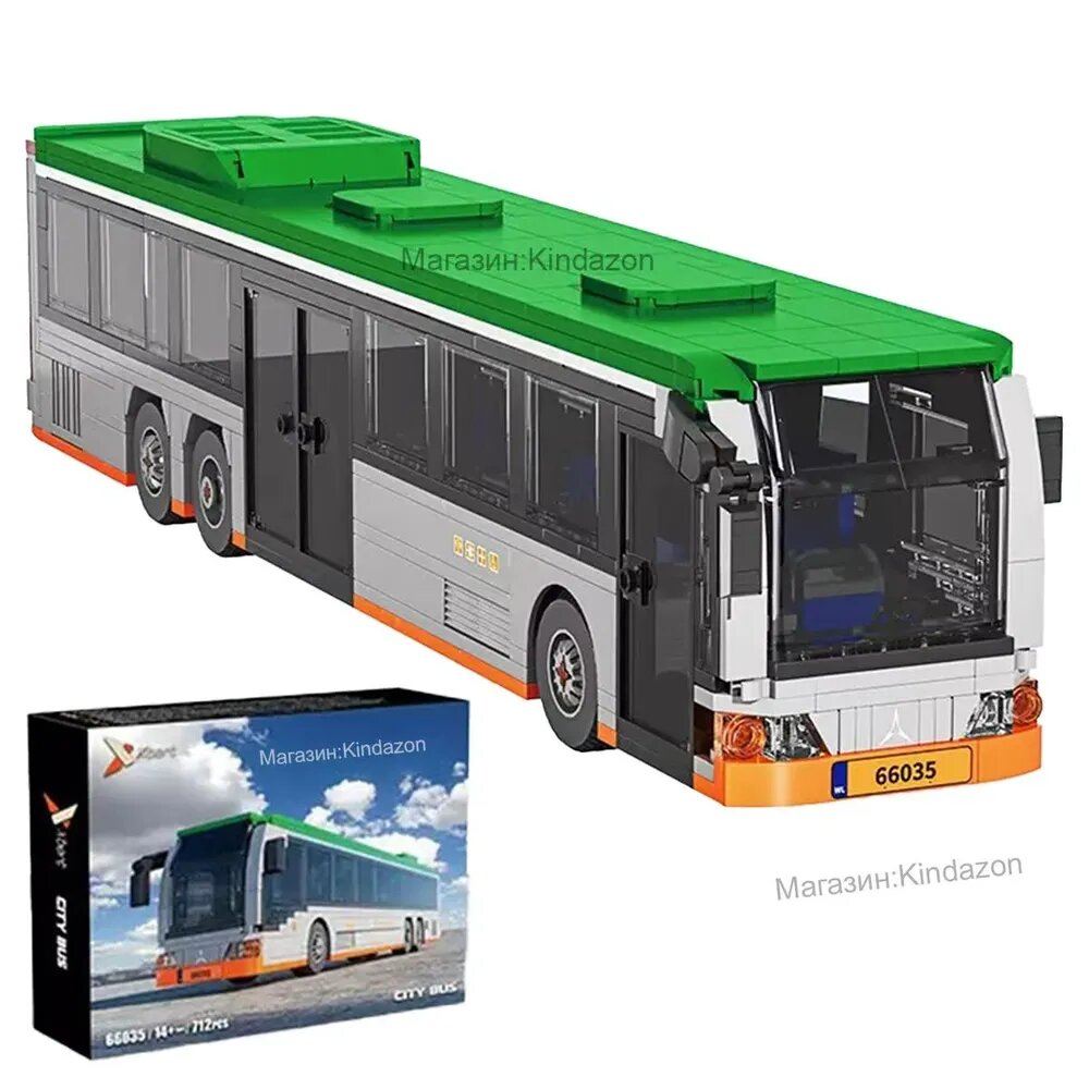 Игрушечная машинка, конструктор Удлинённый автобус(712 деталей)DIY сборка игрушек