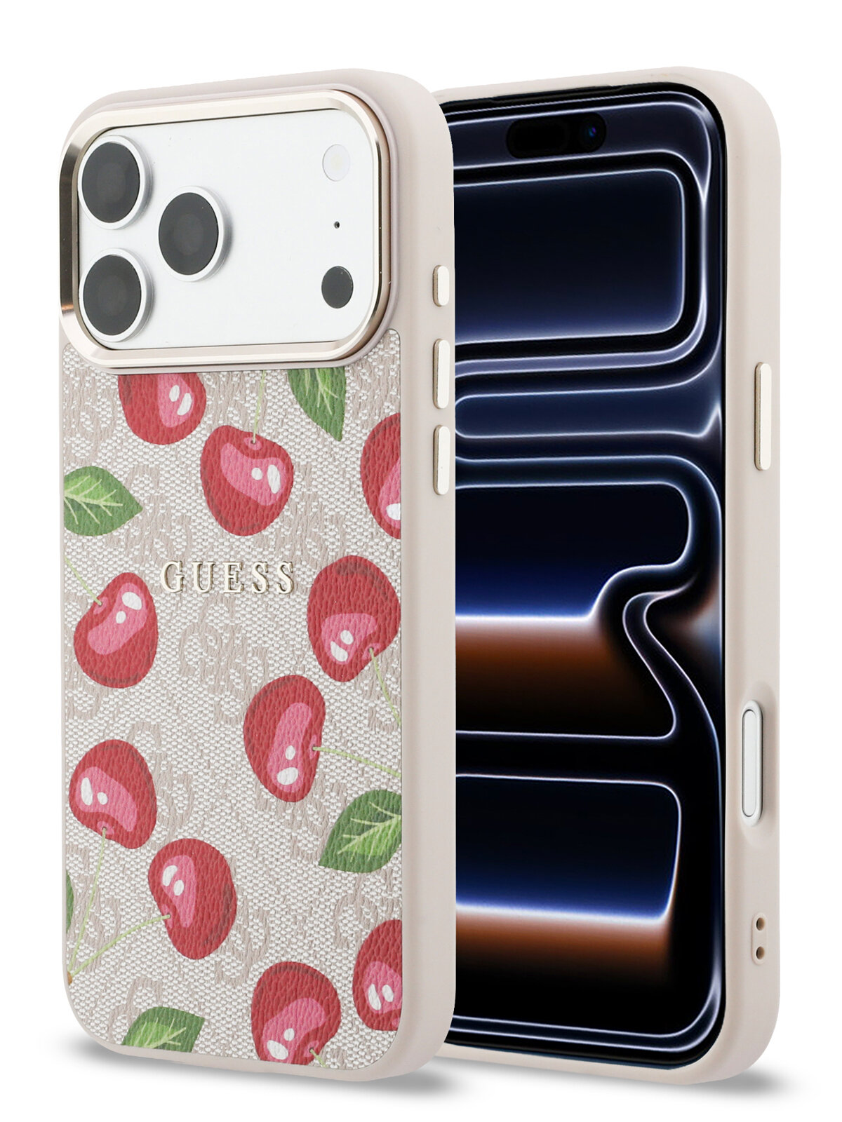 Чехол Guess на iPhone 17 Pro Max, с магнитами MagSafe, из экокожи PU leather, розовый
