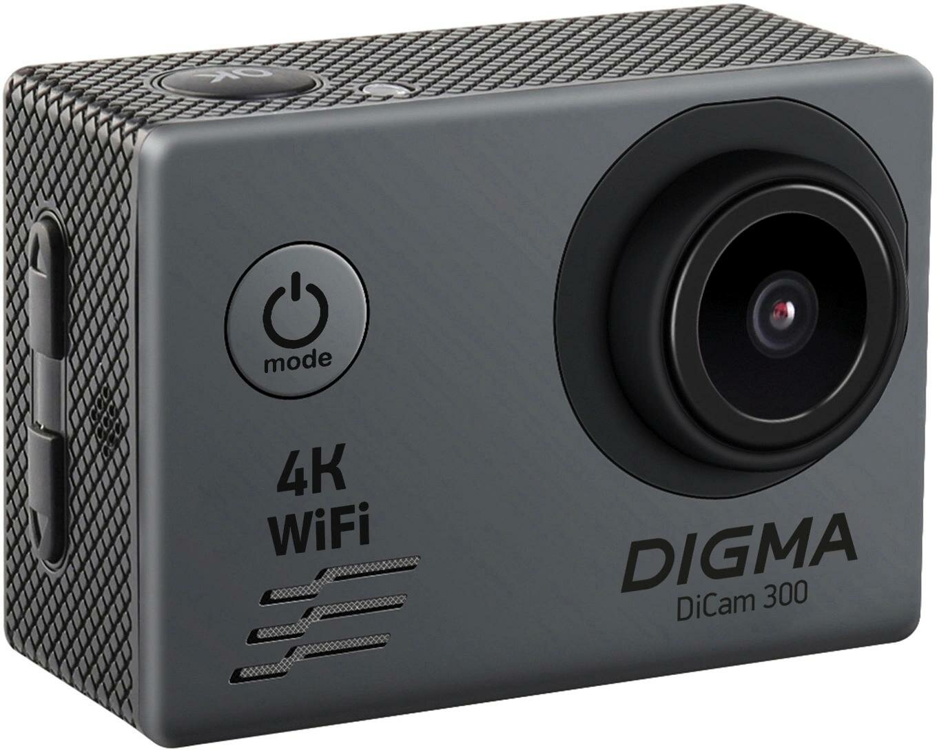 Экшн-камера DIGMA DiCam 300, встроенный WiFi, серый (DC300)