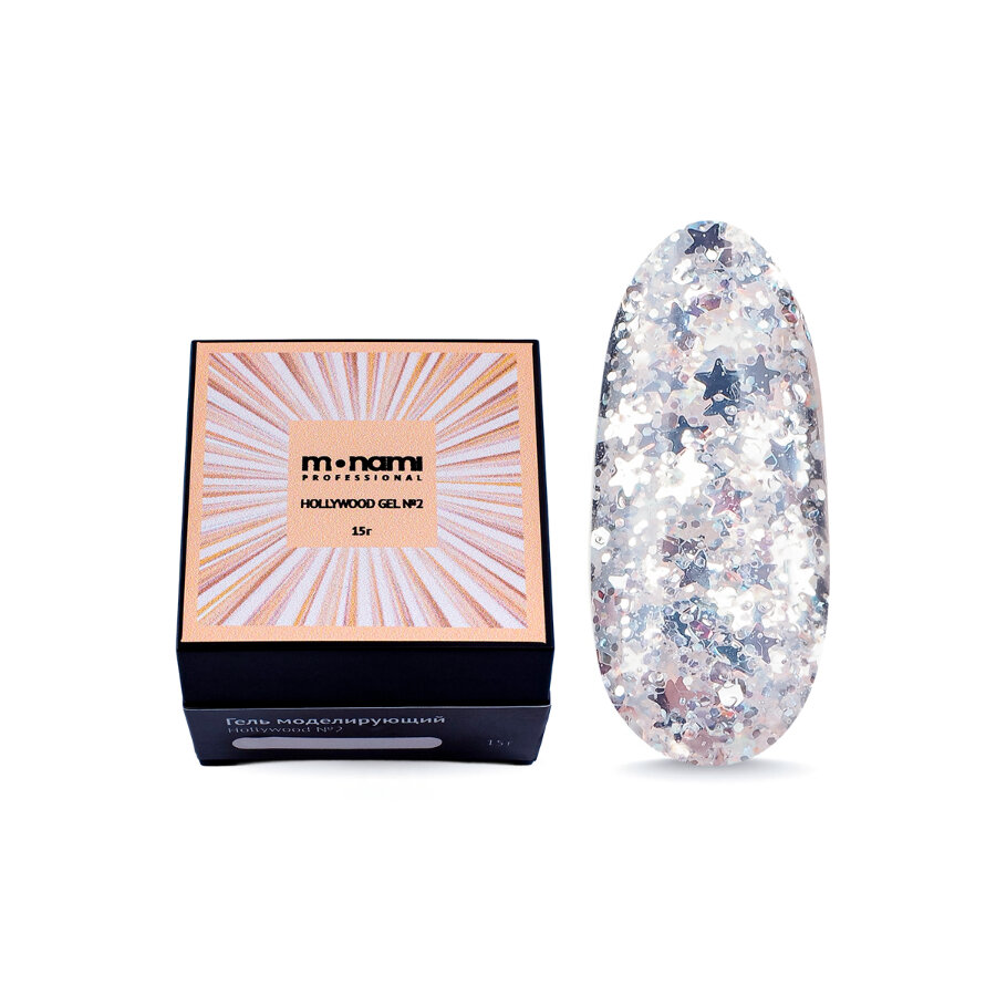 Гель для ногтей Monami HOLLYWOOD №2, моделирующий, без HEMA, TPO, персиковый, 15г