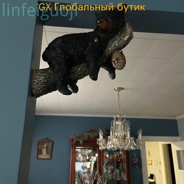 Статуэтка Черный медведь, высота 15 см, декор для сада и дома — фото 1