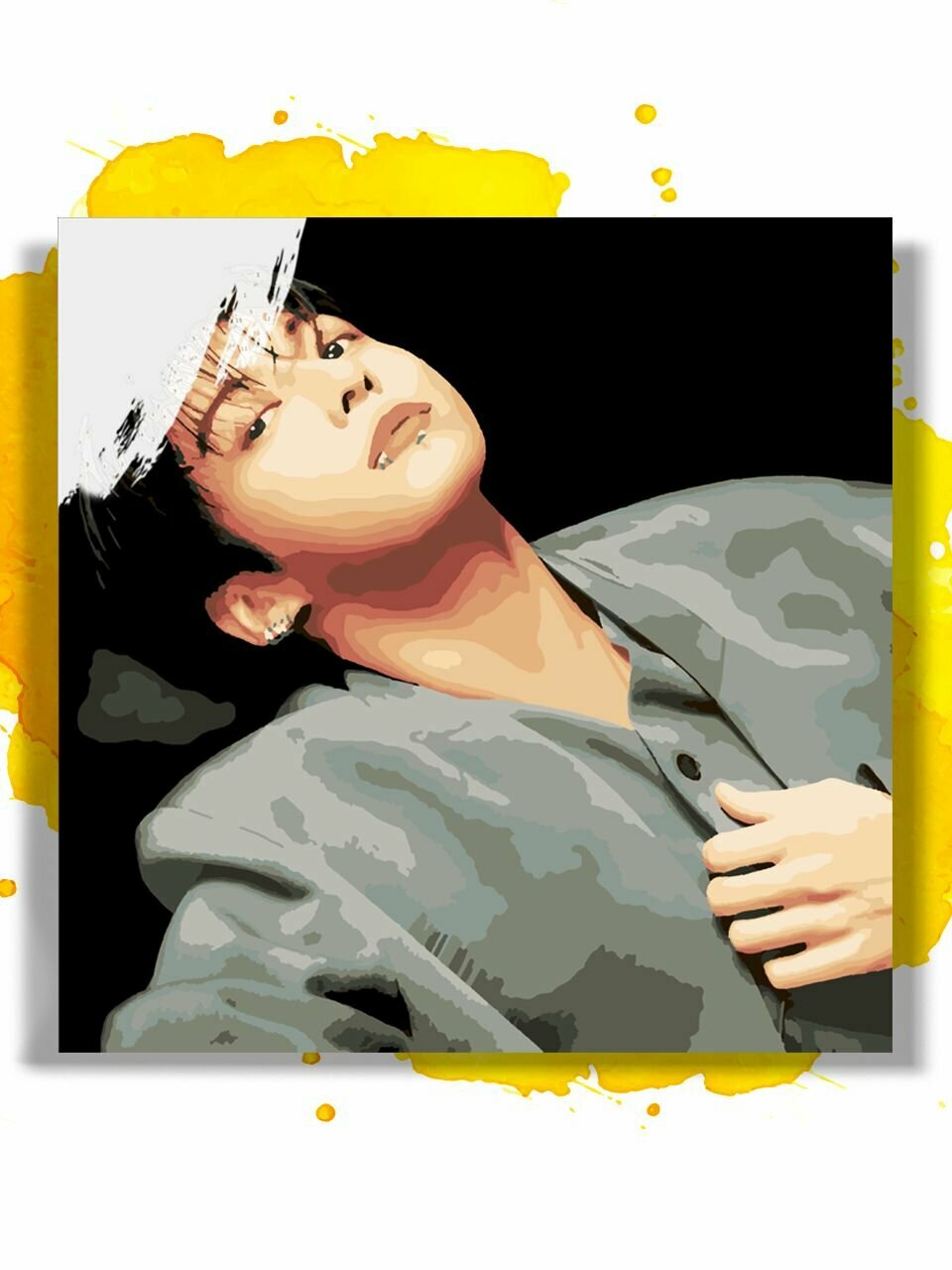 Картина по номерам на холсте BTS - Чонгук на черном фоне, 40 х 40 см