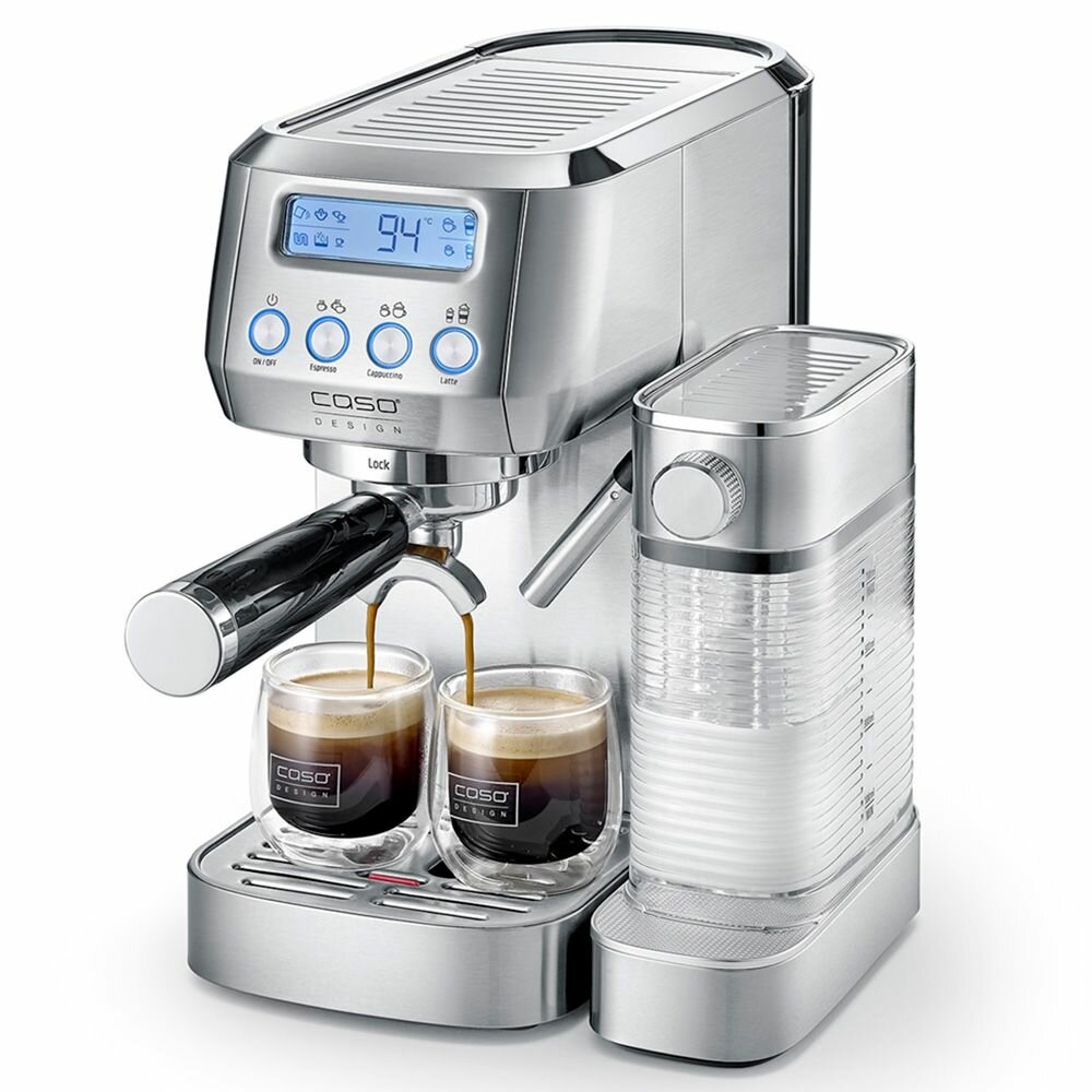 Кофеварка CASO Espresso Gourmet Latte, серебристый, термоблок, 1350Вт