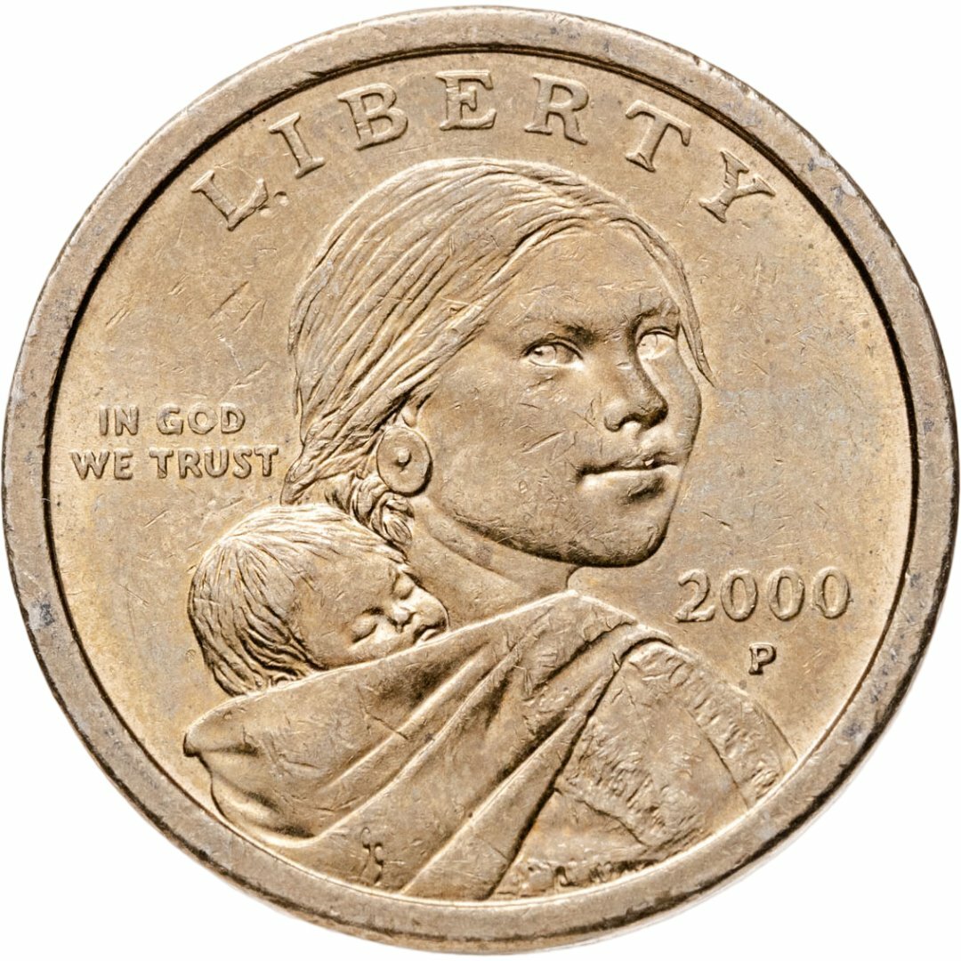 США 1 доллар dollar 2000 P Sacagawea dollar Сакагавея доллар - парящий орёл знак монетного двора "P" - Филадельфия, Медь, в сохранности XF