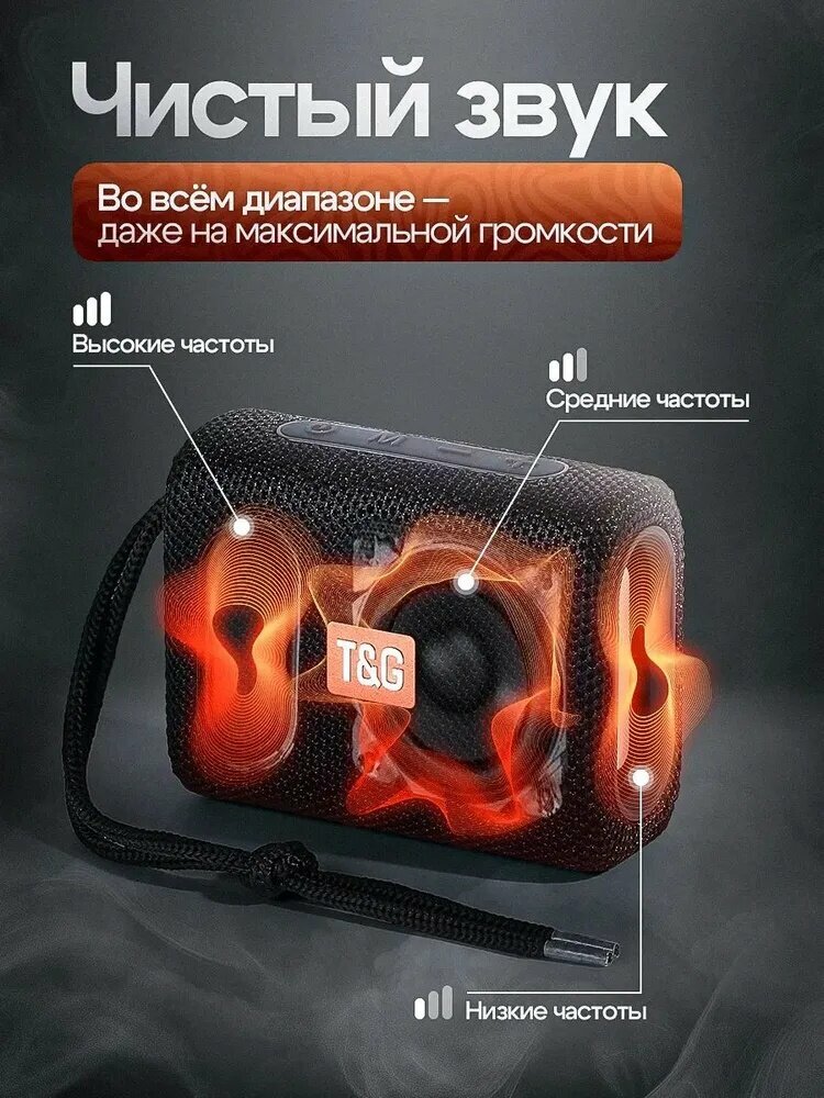 10BT TG313 Водонепроницаемая Bluetooth-колонка с поддержкой USB и карт памяти, компактная мощная колонка