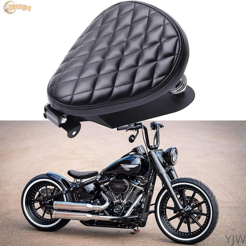 Мотоциклетное сиденье для Chopper, Bobber, Cafe Racer YJW Черное кожаное сиденье для мотоцикла