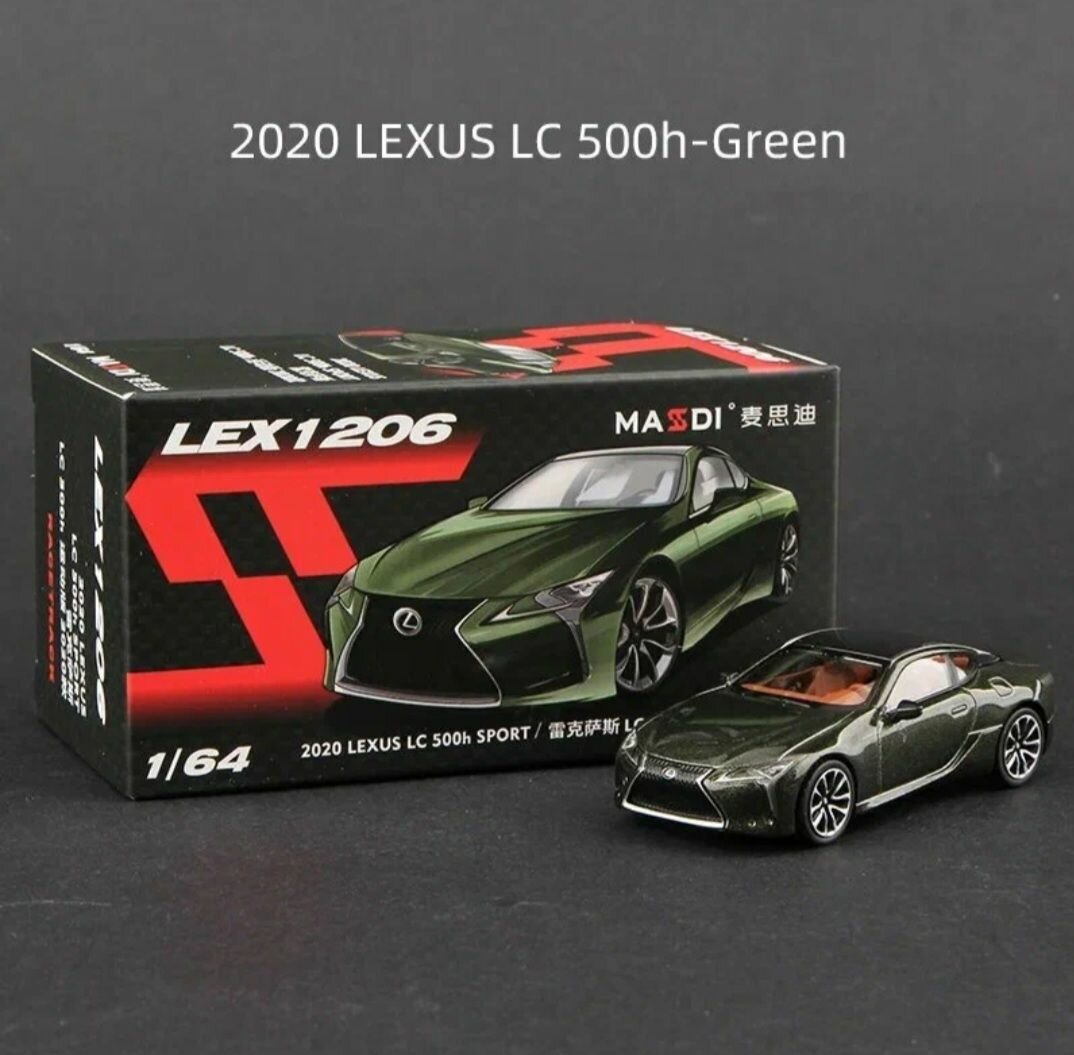 Масштабная модель LEXUS LC 500h Sport 2020г. /1:64/цвет зелёный металлик