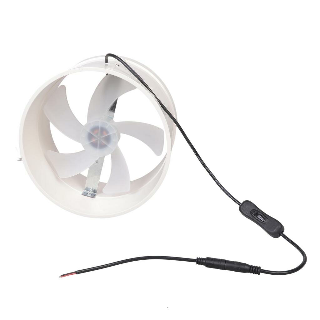 Вентилятор канальный ПВХ, 200 мм, 12 В, 360 куб. м/ч