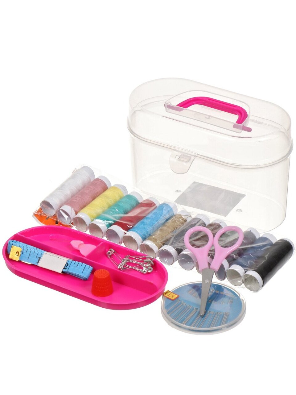 Универсальный швейный набор 17 предметов для рукоделия, дома: нитки, иголки, ножницы, сантиметровая лента, бокс Y9-279