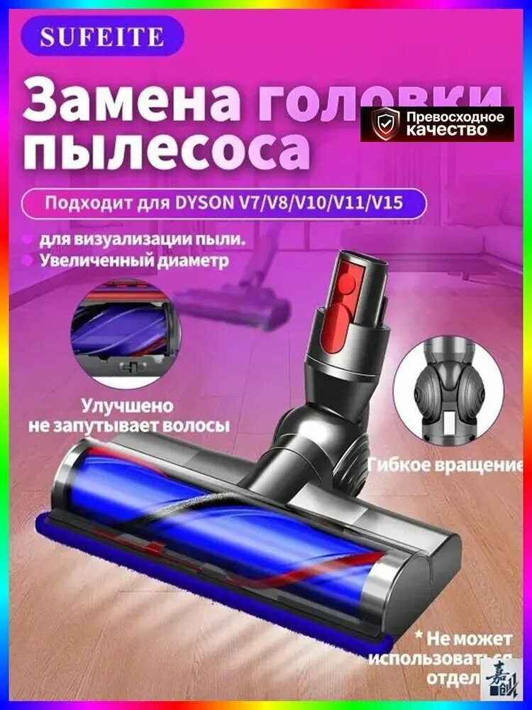 Турбощётка для пылесоса для уборки ковров и твердых поверхностей