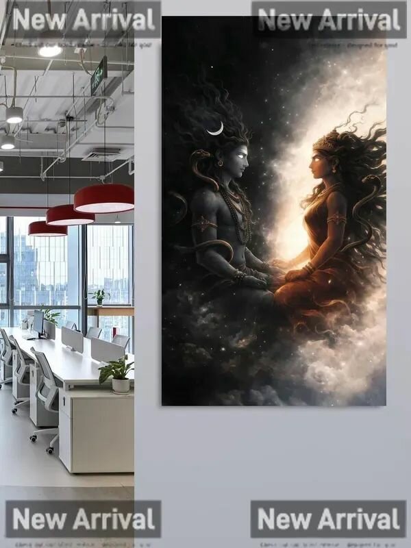 Картина "Радха и Шив на холсте 50 х 90" 50x90 см