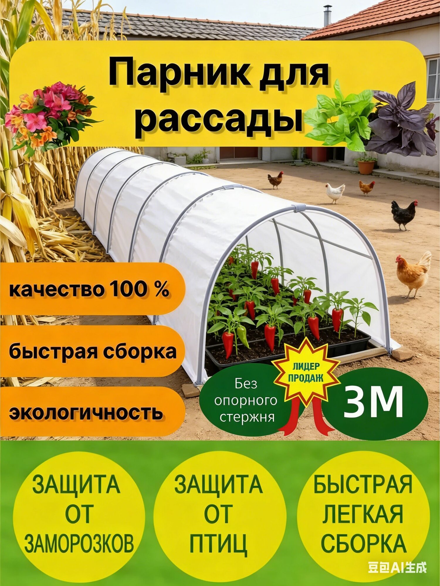 IKEA Парник, теплица домиком SADAS12_j-JCSZ00125111810000006134-3 3х1.2х1м