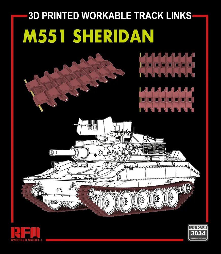 RYEFIELD 3034 1/35 M551 SHERDAN 3D - печать Рабочие орбитальные ссылки(Без модели танка.)