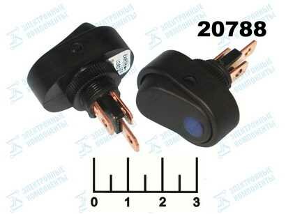 Выключатель 12/20 12V 20A ASW-20D-2 LED синий 3 контакта (подсветка 12V)