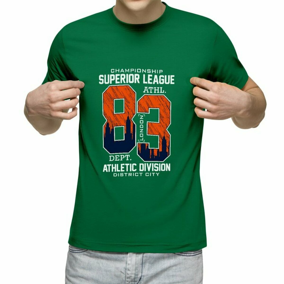 Мужская футболка «В огнях мегаполиса» (зеленый, S)