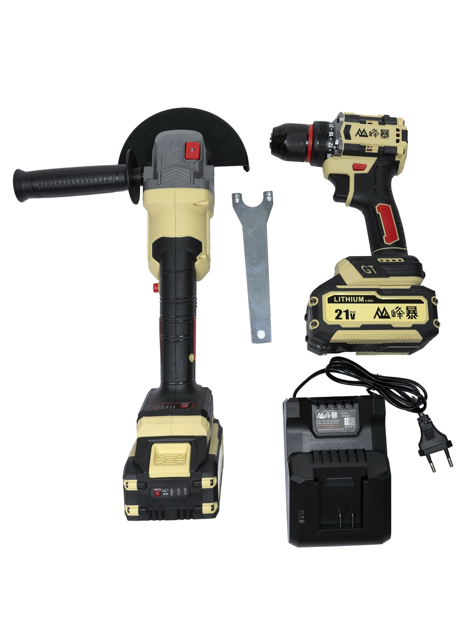 Набор аккумуляторного инструмента FengBao 2 в 1, с 2 аккумуляторами 21В, 4 Ач