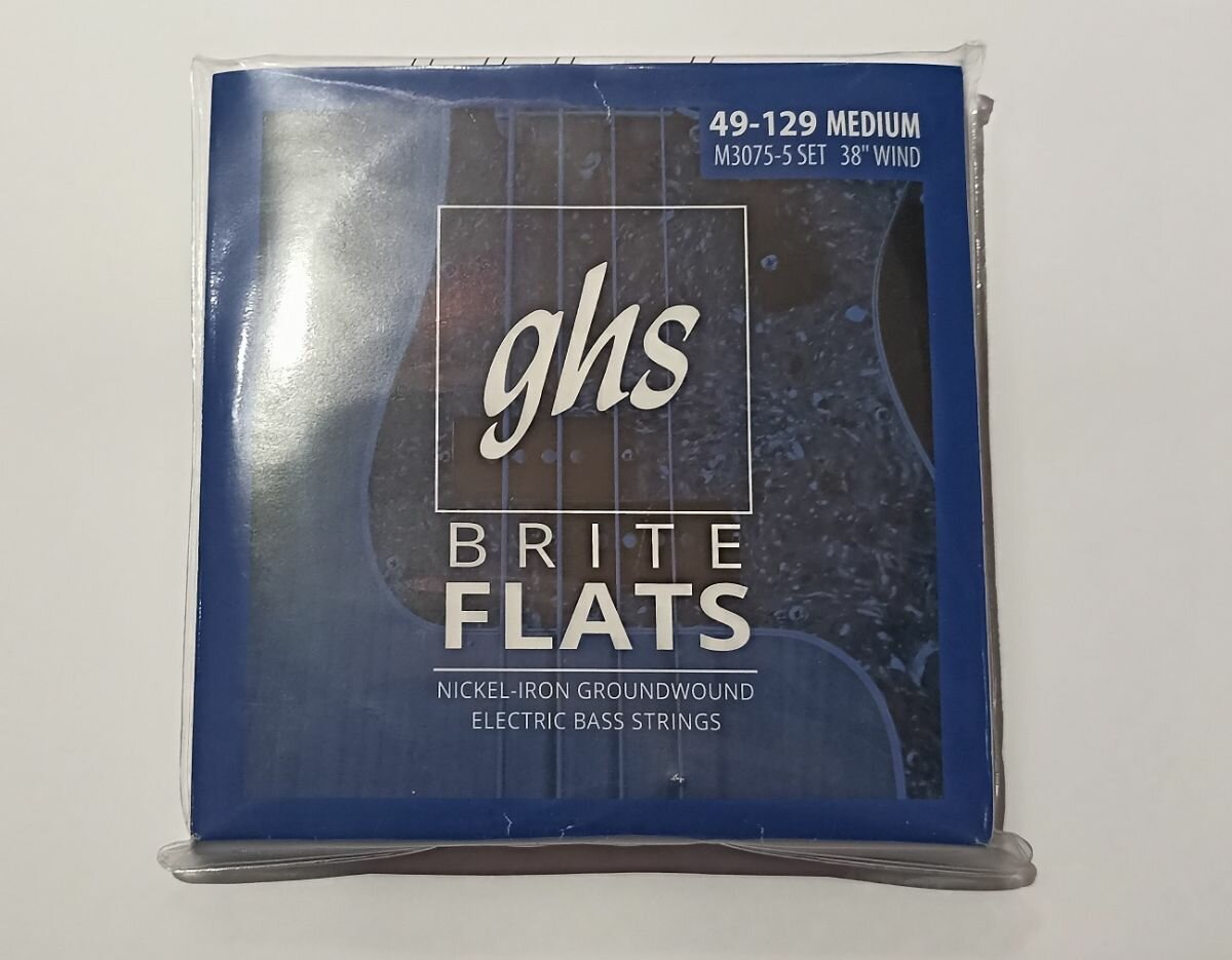 GHS M3075-5 BRITE FLATS струны для 5-ти струнной бас-гитары, натяжение Medium, навивка полукруглая