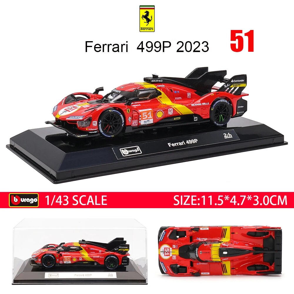 Bburago Ferrari 499P 2023 №51 1:43, красный