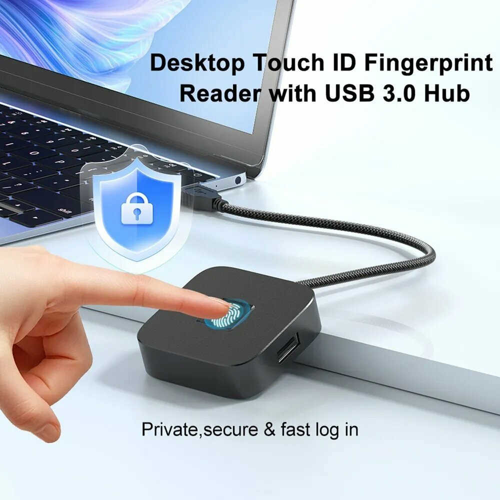 USB-считыватель отпечатков пальцев со сканером отпечатков пальцев USB-концентратором для Windows 10/11