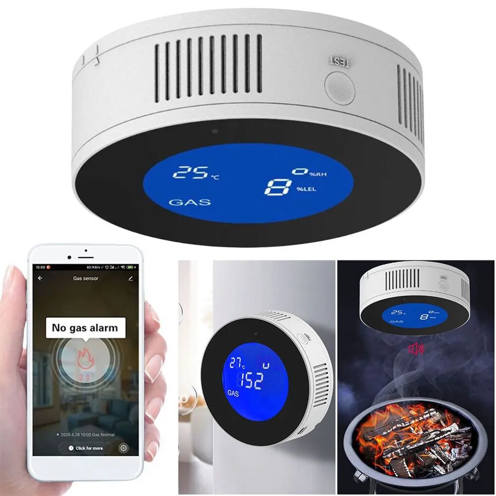 Умный датчик газа с Wi-Fi, уведомление на телефон, 85 дБ, 5 В