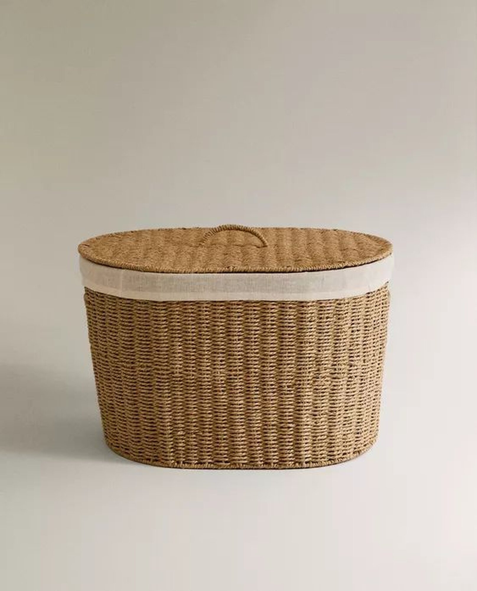 Корзина для белья Zara Home 2571/049/052, с тканевой подкладкой и ручками, светло-бежевая