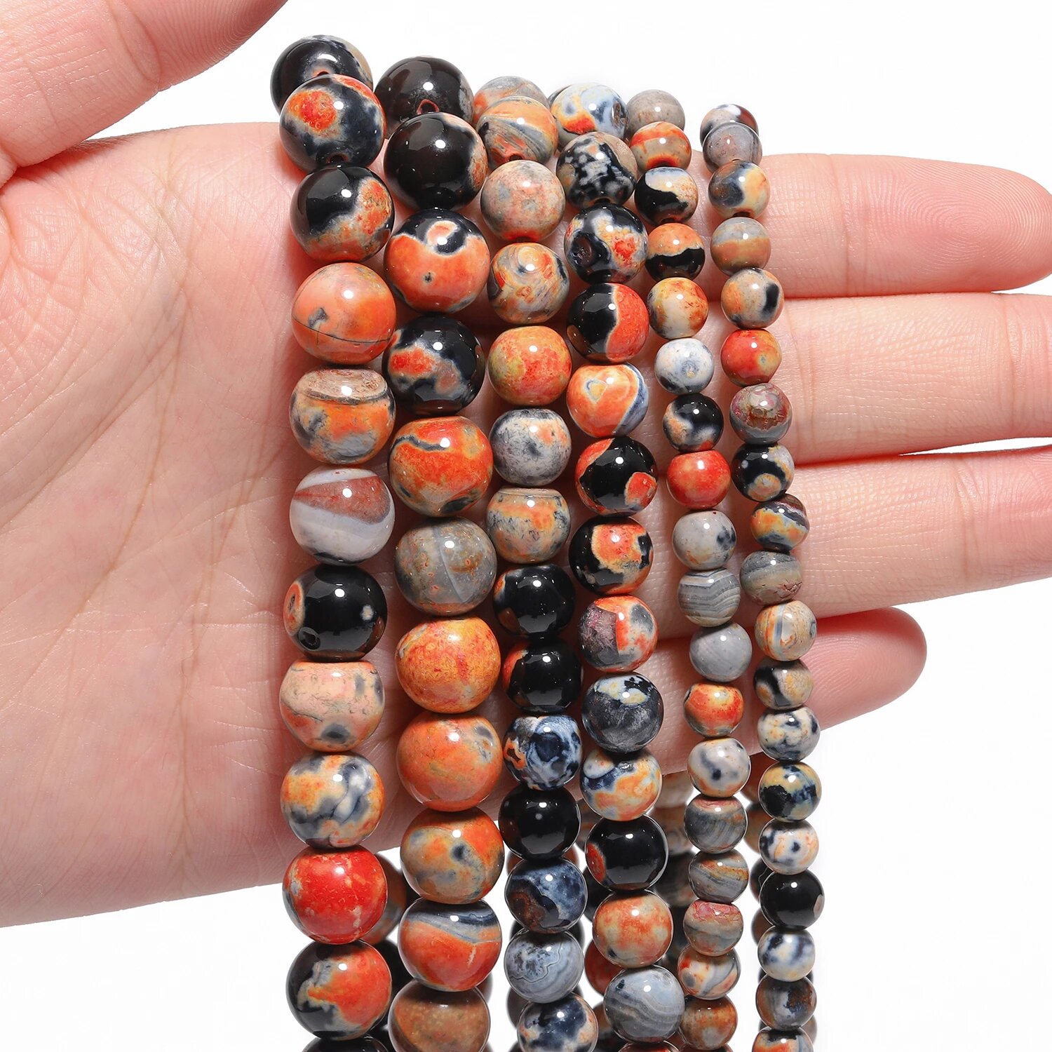 6/8/10 мм натуральный камень красный огненный агат бусины круглые свободные бусины-разделители для изготовления ювелирных изделий DIY ожерелье браслеты аксессуары 15 дюймов